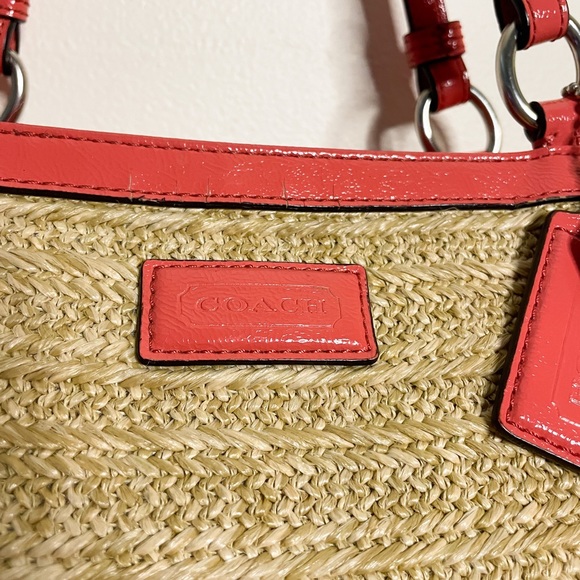 Coach | Bags | Coach Woven Straw Floral Pink Raffia Tote Bag | Poshmark